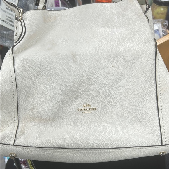 Coach | Bags | Coach Cream Leather Shoulder Bag | Poshmark
